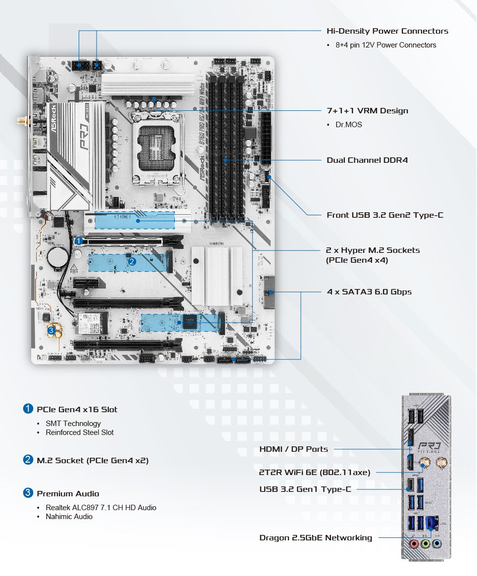 ASRock > B760 Pro RS/D4 WiFi White
